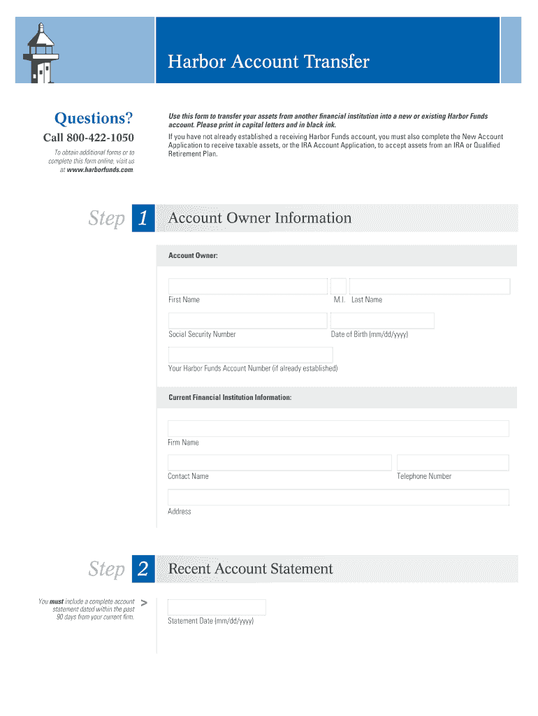 Fillable Online Account Transfer Form - Harbor Funds Fax Email Print - pdfFiller