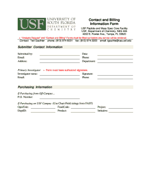 Fillable Online lists cas usf Contact and Billing Information Form Fax ...