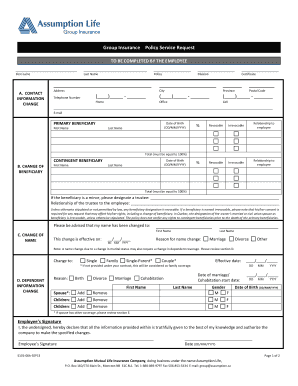 Fillable Online assomption PD_PT 0011020 RFC Form. Employee Enrollment ...