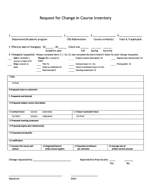 Fillable Online Request for Change in Course Inventory Form Fax Email ...