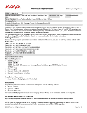 Fillable Online PSN001020u - Avaya Support Fax Email Print - pdfFiller