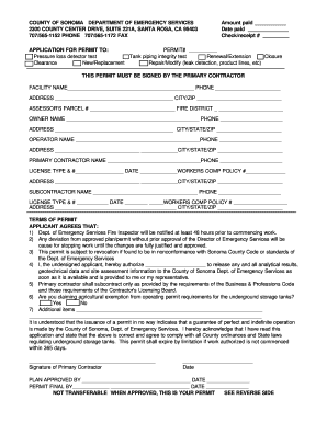 Fillable Online sonoma-county Underground Tank Permit Application Form ...