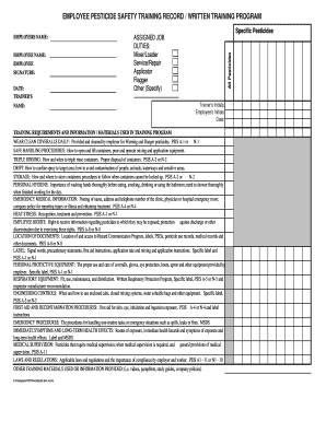 Fillable Online sonoma-county EMPLOYEE PESTICIDE SAFETY TRAINING RECORD ...