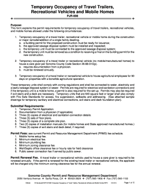 Fillable Online Temporary Occupancy of Travel Trailers, Fax Email Print ...