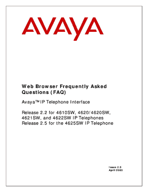 Fillable Online Web Browser Frequently Asked Questions (FAQ) - Avaya ...