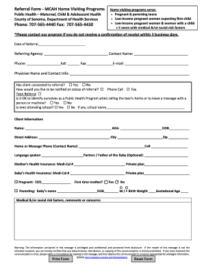 Fillable Online sonoma-county Universal Referral Form - Sonoma County ...