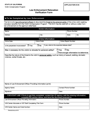 Fillable Online 1800victims Law Enforcement Verification Form - Victims ...