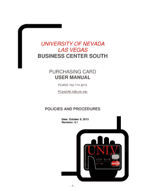 Fillable Online unlv PCard Manual - University of Nevada, Las Vegas Fax ...