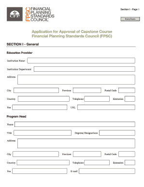 Fillable Online Application for Approval of Capstone Course Financial ...
