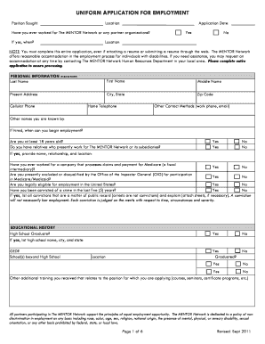 Fillable Online Uniform Application for Employment: Acrobat ... - REM ...