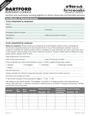 Fillable Online sevenoaks gov Certificate of Earned Income - Sevenoaks ...
