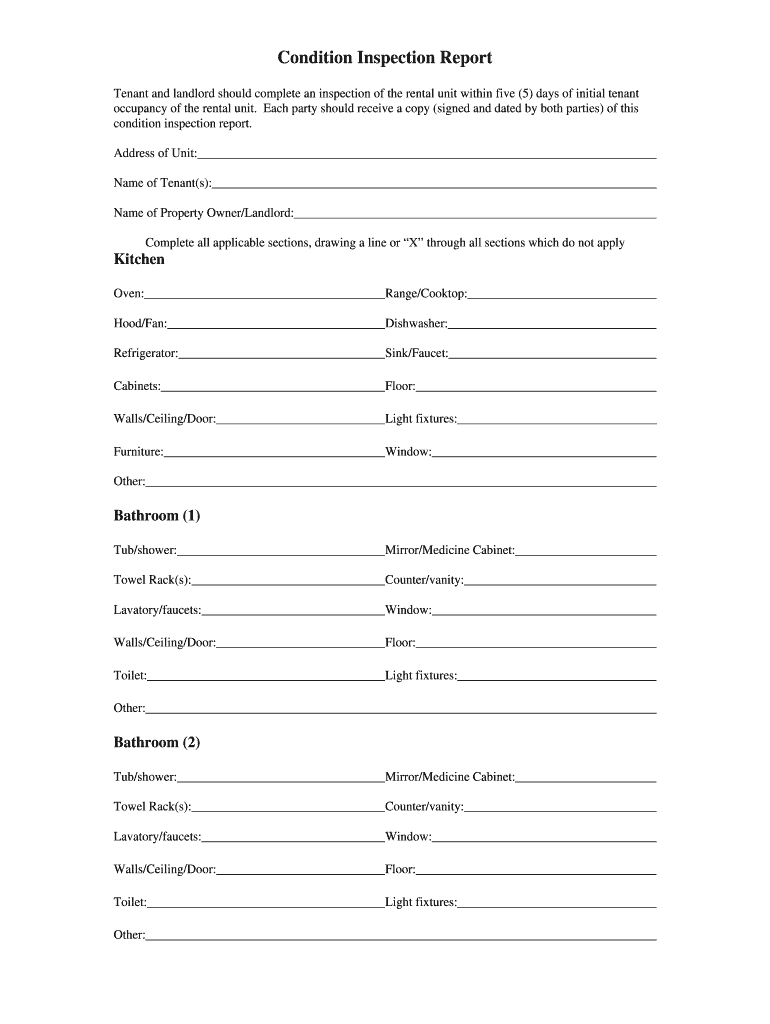 Fillable Online Tenant and landlord should complete an inspection of ...