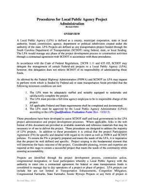 Fillable Online scdot Procedures for Local Public Agency Project Fax ...