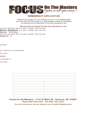 Fillable Online Membership Application.pub - Focus on the Masters Fax ...