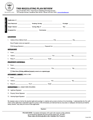 Fillable Online columbus TND REGULATING PLAN REVIEW City of Columbus ...