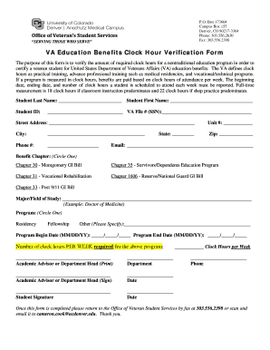 Fillable Online ucdenver CU Denver VA Education Benefits Clock Hour ...