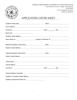 Fillable Online intraweb stockton APPLICATION COVER SHEET - Richard ...