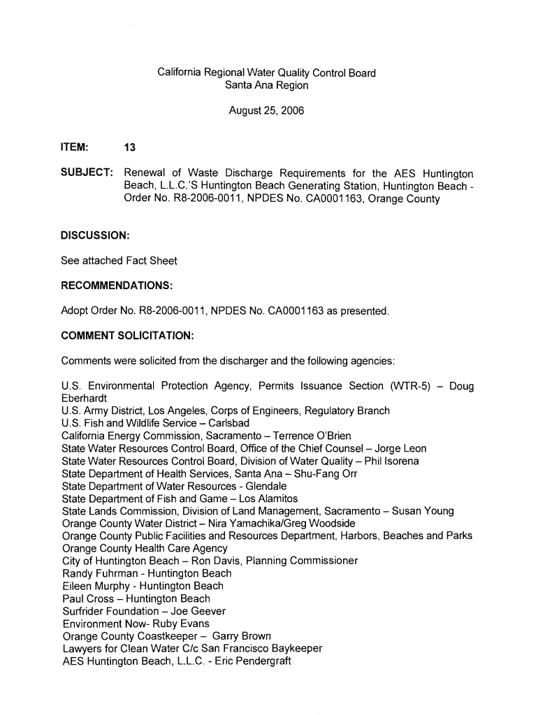 Fillable Online waterboards ca SantaAna Region Fax Email Print - pdfFiller