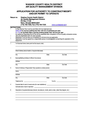 Fillable Online washoecounty Application for Authority to Construct ...