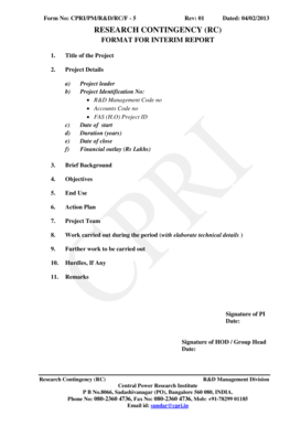 Fillable Online cpri Form No: CPRI/PM/R& - cpri Fax Email Print - pdfFiller