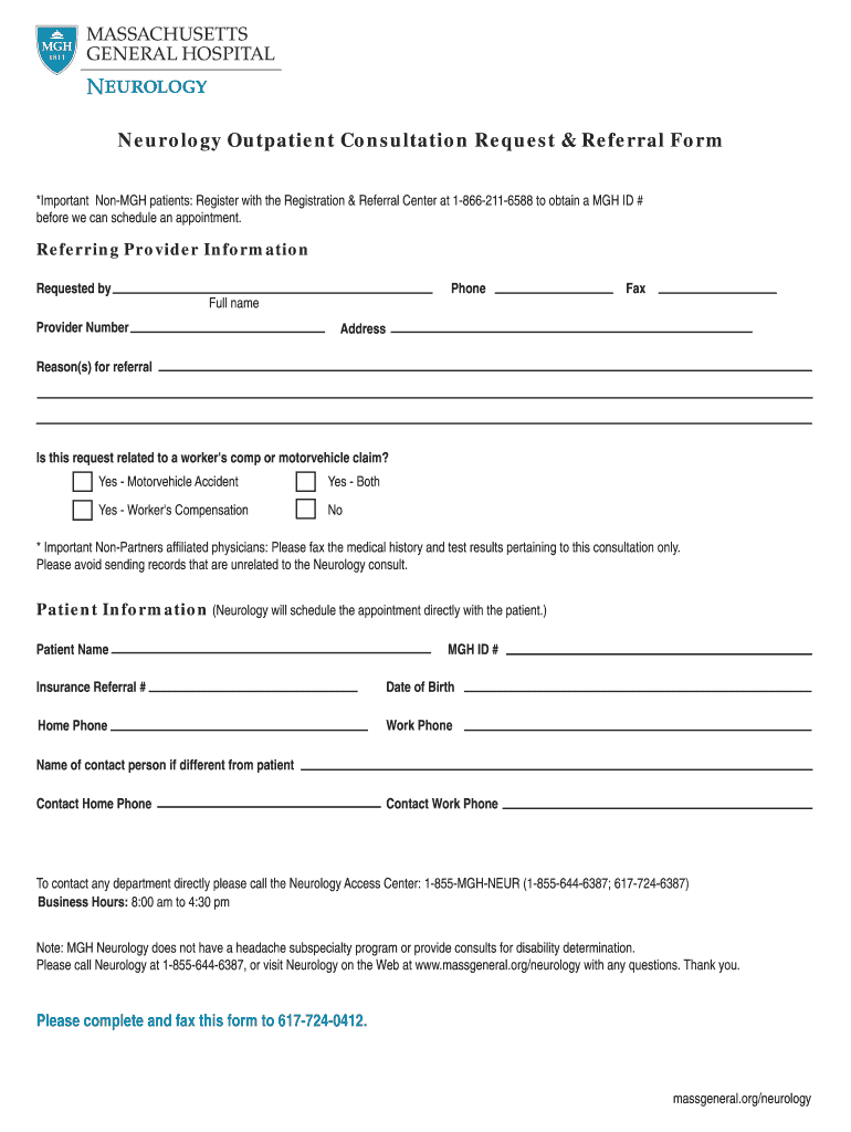 Fillable Online Neurology Outpatient Consultation Request & Referral Form Fax Email Print ...