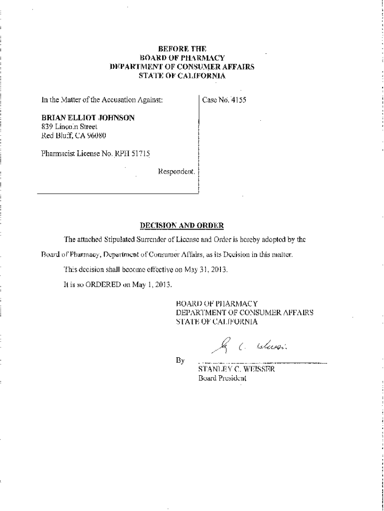 Fillable Online 4. Accusation No. 4155 was filed before the Board ...