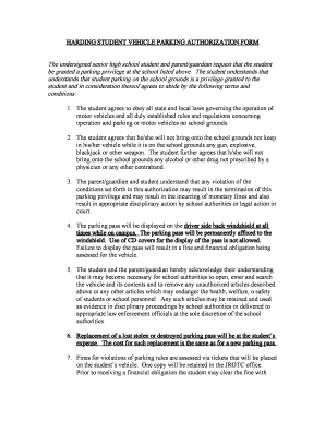 Fillable Online schools cms k12 nc HARDING STUDENT VEHICLE PARKING ...