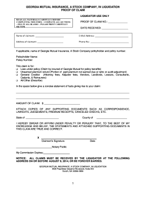 Fillable Online oci ga GEORGIA MUTUAL INSURANCE A STOCK COMPANY IN ...