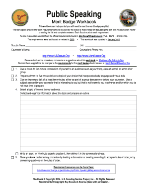 Fillable Online usscouts Public Speaking - Us Scouting Service Project ...