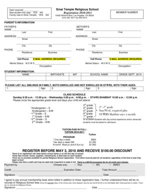 Fillable Online sinaitemple Registration Form - Sinai Temple ...