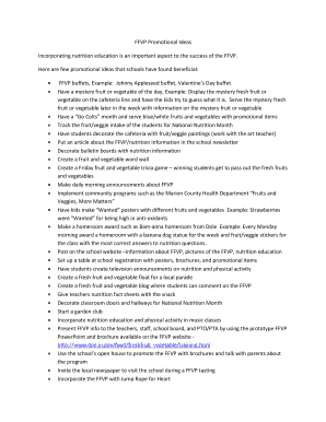 Fillable Online FFVP Promotional Ideas Fax Email Print - pdfFiller
