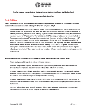 Fillable Online The Tennessee Immunization Registry Immunization ...