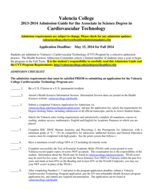Fillable Online valenciacollege 2013-2014 Admission Guide for the ...