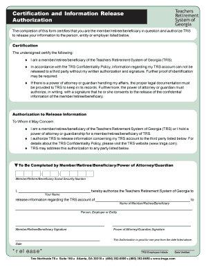 Fillable Online valdosta TRS Release Form - valdosta Fax Email Print ...