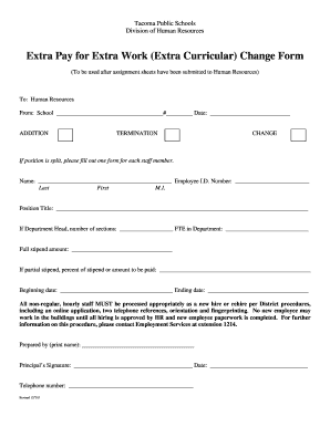 Fillable Online (Extra Curricular) Change Form - Tacoma Public Schools Fax Email Print - pdfFiller
