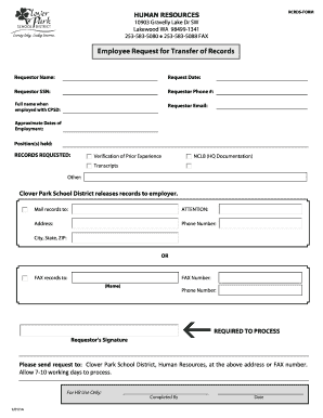 Fillable Online Employee Request for Transfer of Records - Clover Park ...