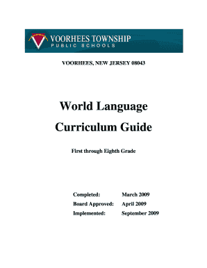 Fillable Online World Language Curriculum Guide - Voorhees Township Public Fax Email Print ...
