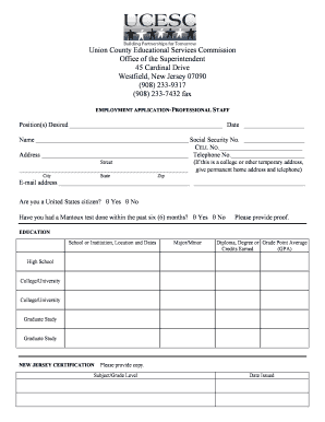 Fillable Online Certificated Staff Employment Application Fax Email Print - pdfFiller