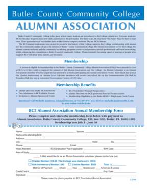 Fillable Online bc3 Membership form - Butler County Community College - bc3 Fax Email Print ...