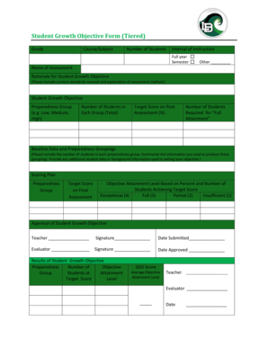 Fillable Online Student Growth Objective Form (Tiered) - Long Branch ...