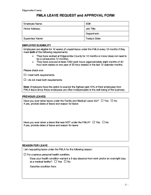 Fillable Online edgecombecountync FMLA LEAVE REQUEST and APPROVAL FORM ...