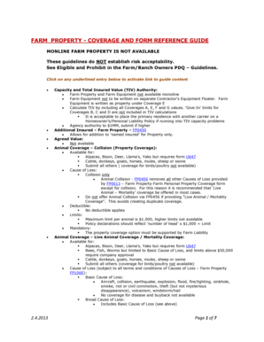 Fillable Online FARM PROPERTY - COVERAGE AND FORM REFERENCE GUIDE Fax ...
