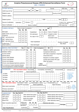 Fillable Online Invasive Pneumococcal Disease (IPD) Enhanced Surveillance Form Fax Email Print ...