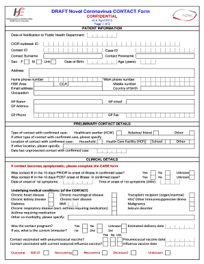 Fillable Online DRAFT Novel Coronavirus CONTACT Form Fax Email Print ...