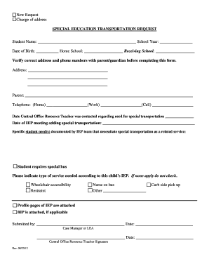 Fillable Online images pcmac SPECIAL EDUCATION TRANSPORTATION REQUEST ...
