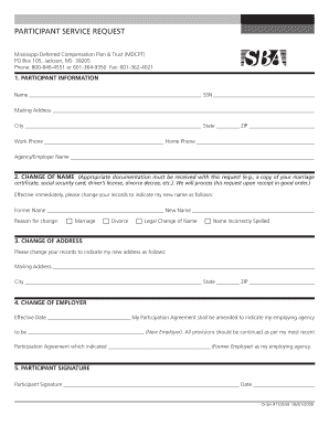 Fillable Online PARTICIPANT SERVICE REQUEST Fax Email Print - pdfFiller