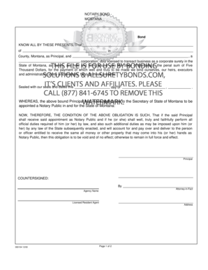 Fillable Online Montana Notary Bond Alabama Onsite Waste Water Bond ...