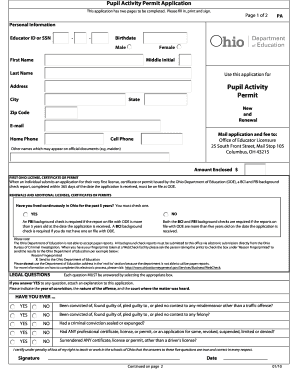 Fillable Online Pupil Activity Permit - Wynford High School Fax Email ...