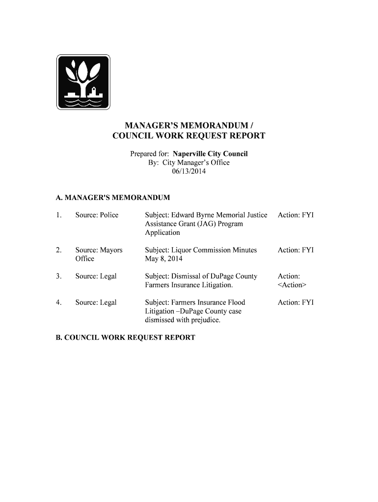 Fillable Online MANAGERS MEMORANDUM Fax Email Print - pdfFiller