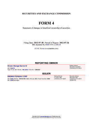 Fillable Online Brown George Garvin IV Form 4 Filed 2012-07-30 ...